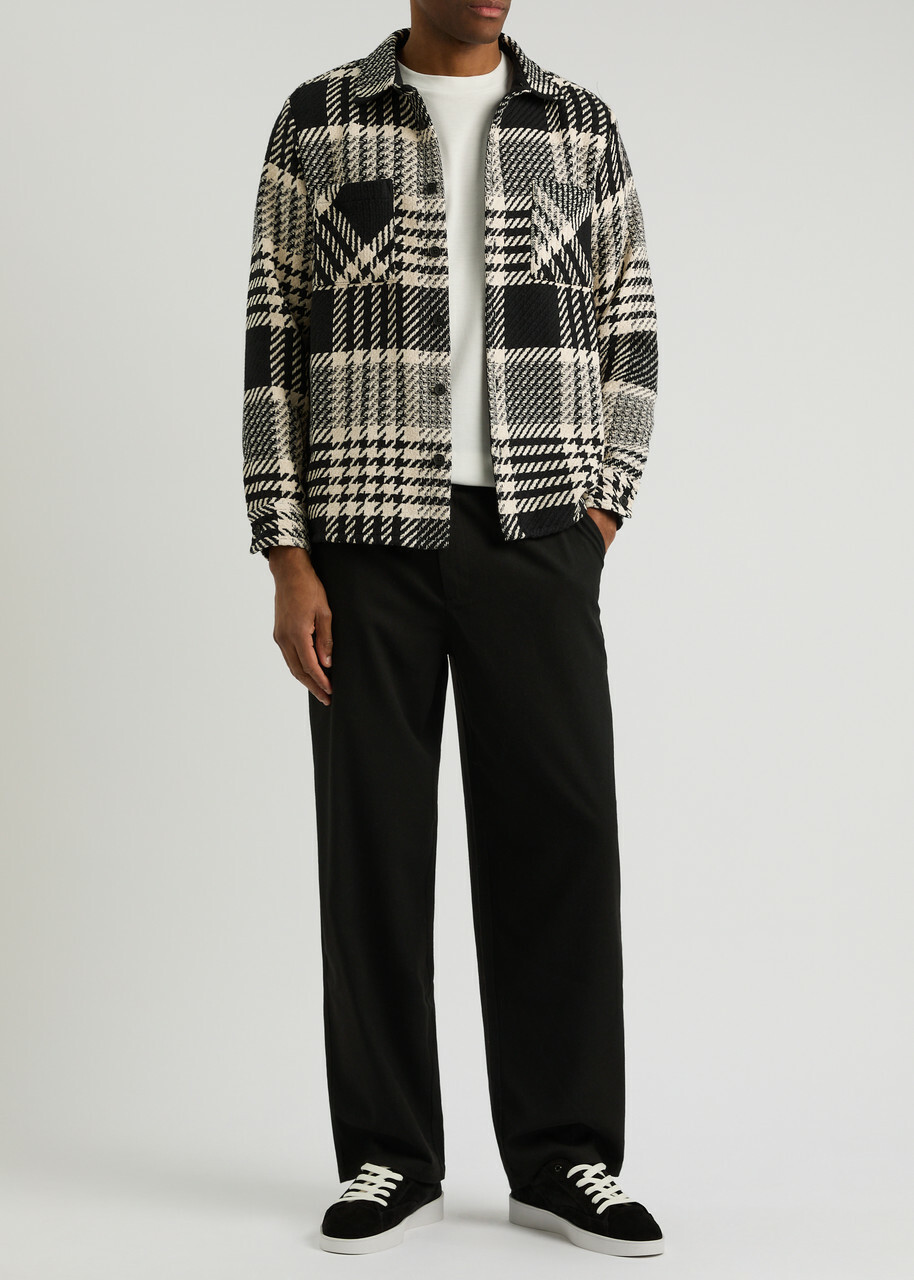 Wax London Whiting Checked Cotton-blend Overshirt Black Wax London