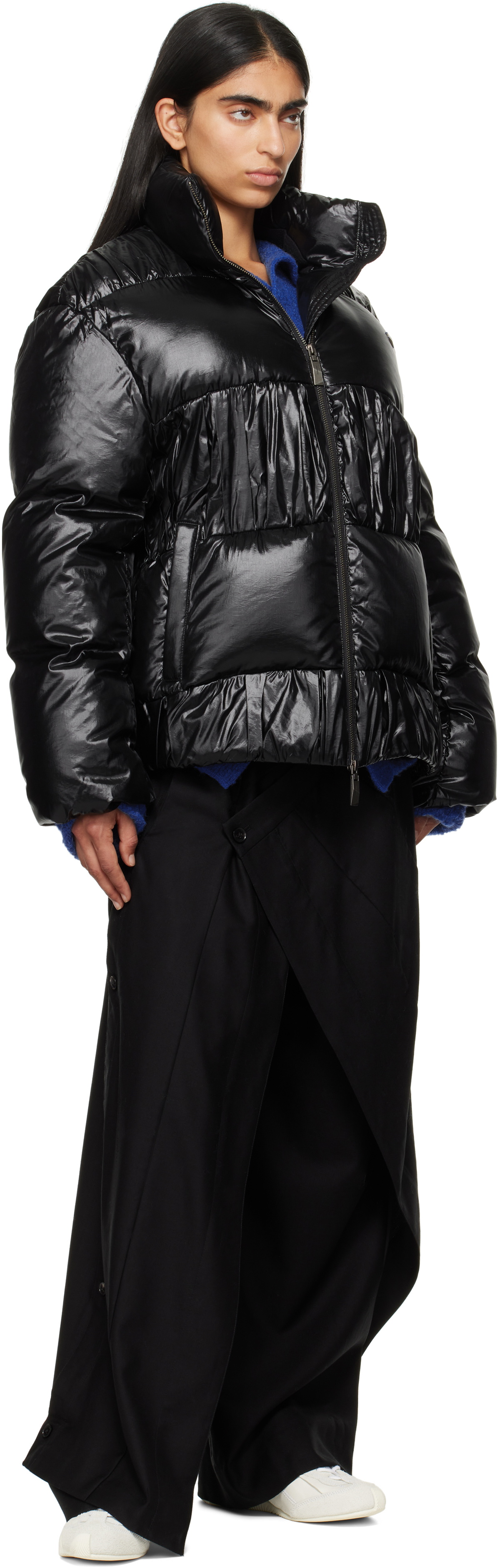 ADER error Black Gathered Down Jacket ADER error