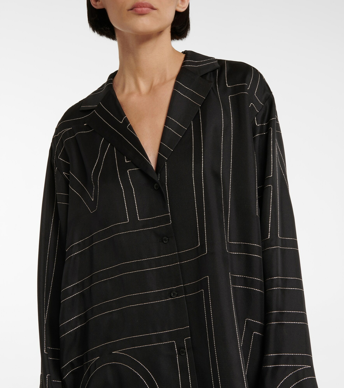 Toteme - Logo-embroidered silk shirt Toteme