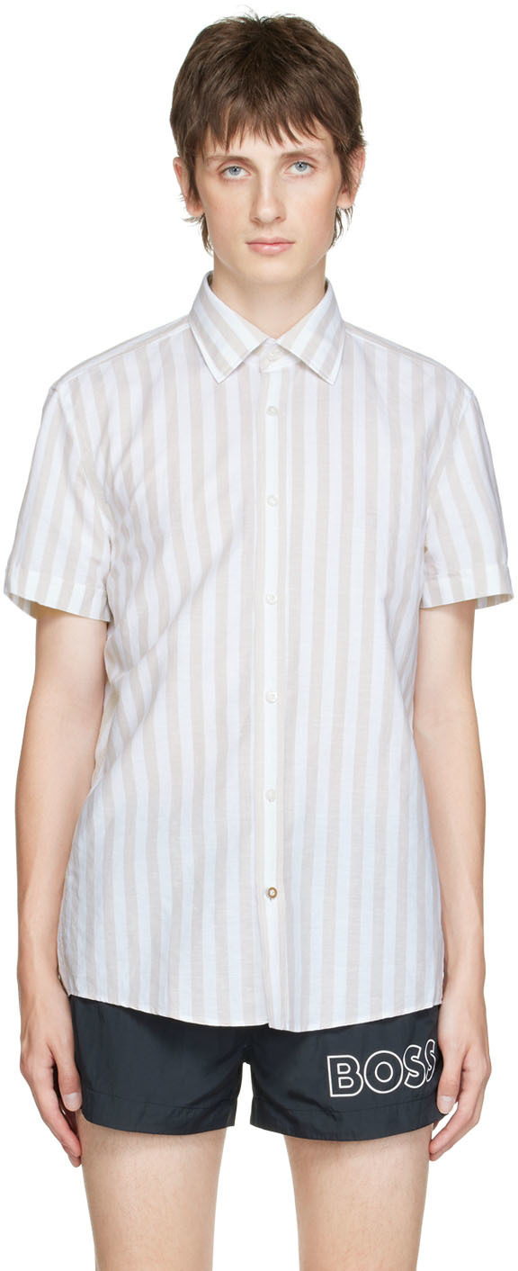 Boss Beige Stripe Shirt BOSS