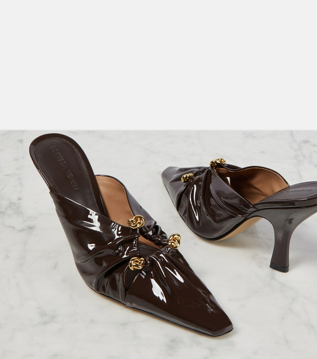 Bottega Veneta Bunnie patent leather mules Bottega Veneta