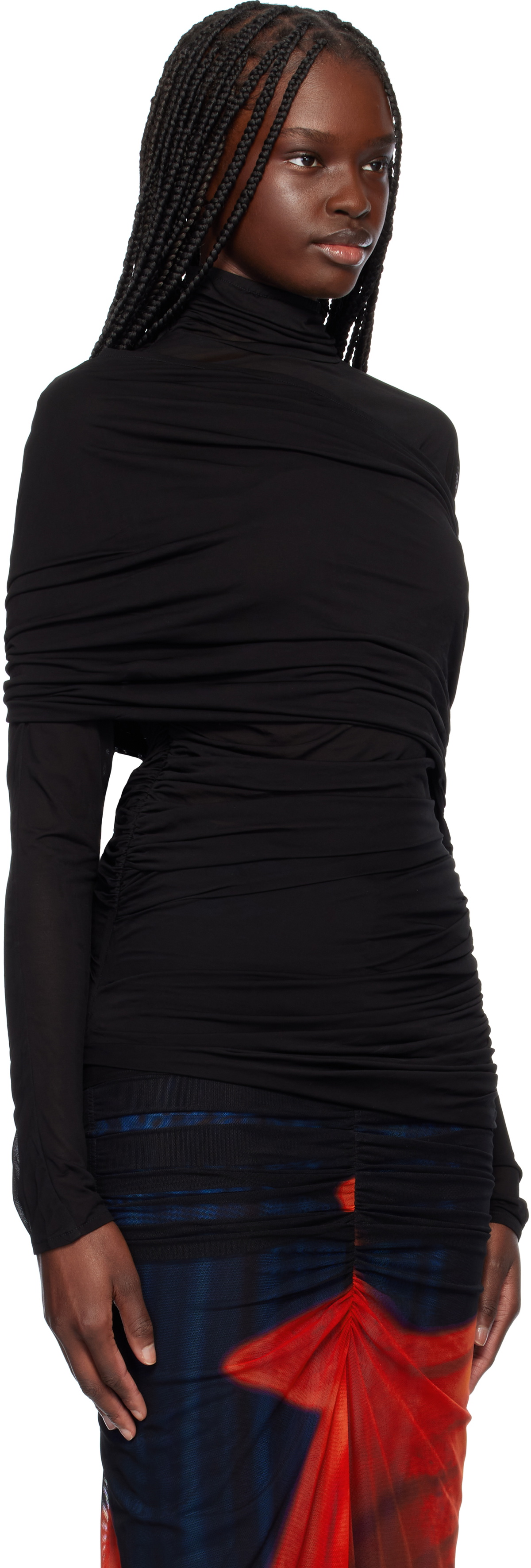 Mugler Black Ruched Blouse Mugler