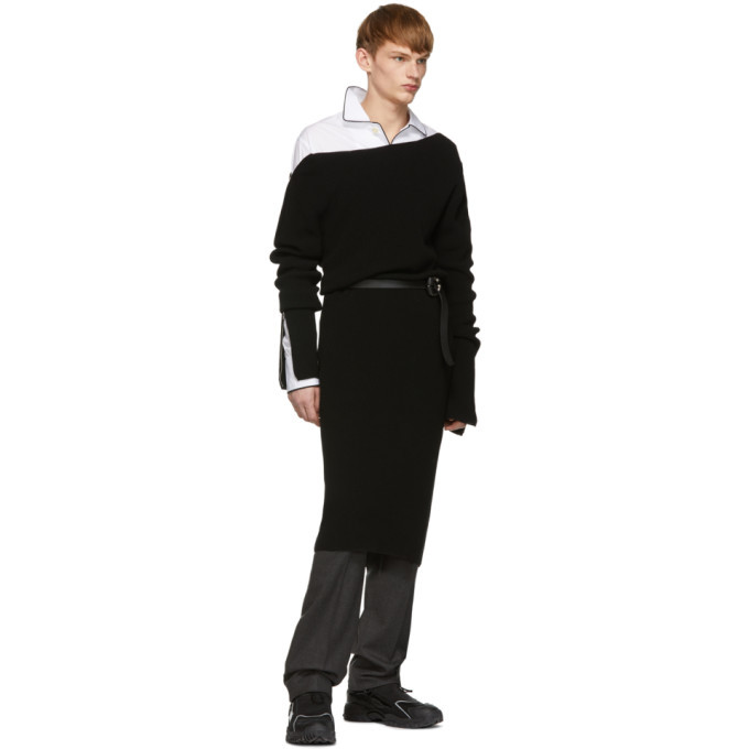 Random Identities Black Ribbed Sweater Dress Random Identities