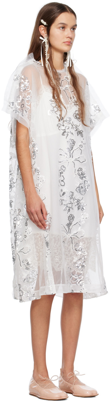 Simone Rocha White Sequinned Midi Dress Simone Rocha