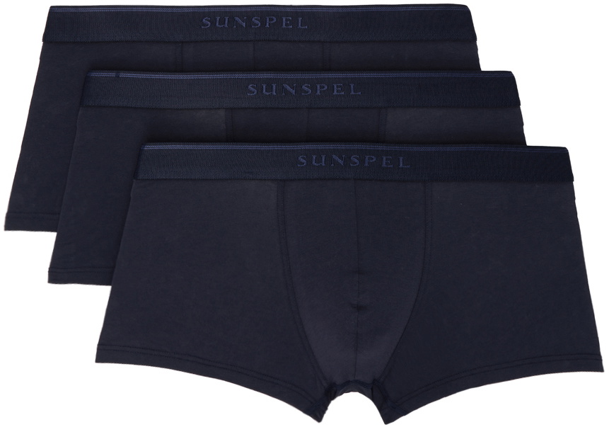 Sunspel Three-Pack Navy Boxers Sunspel