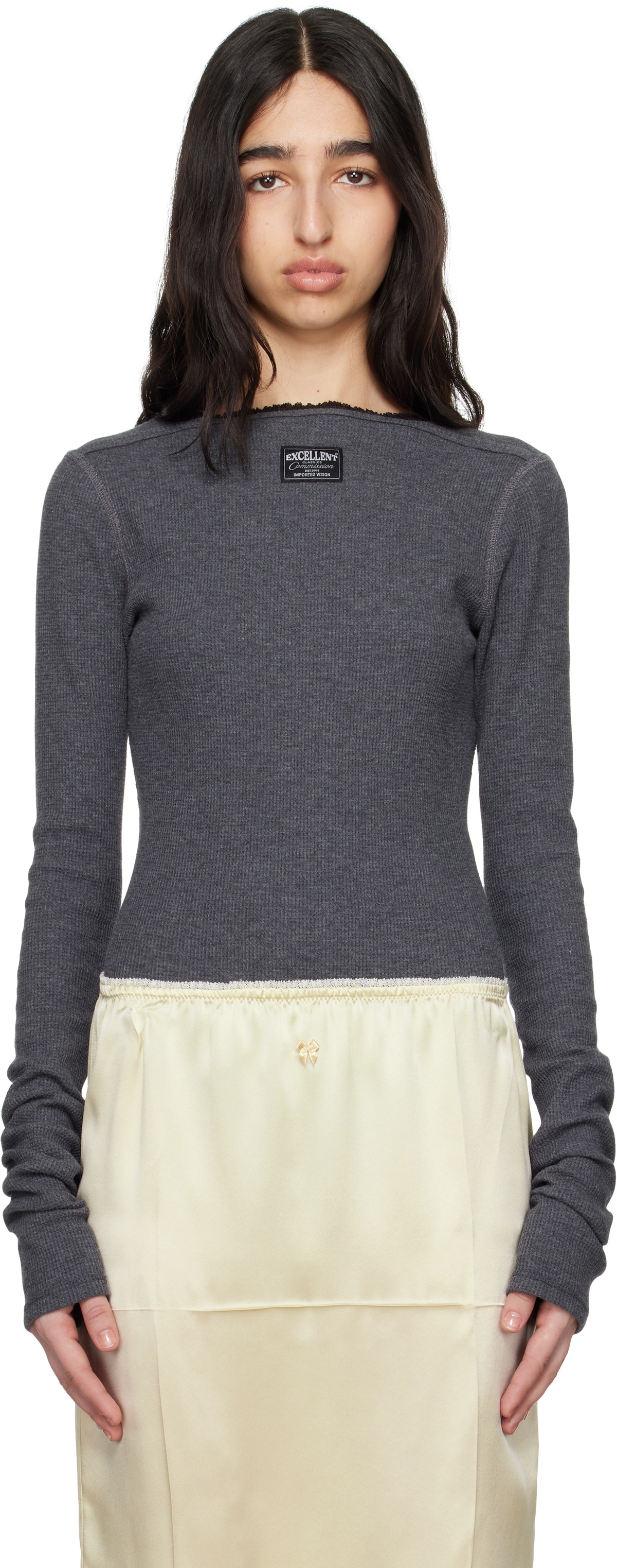 Commission Gray Reversed Henley Bodysuit Commission