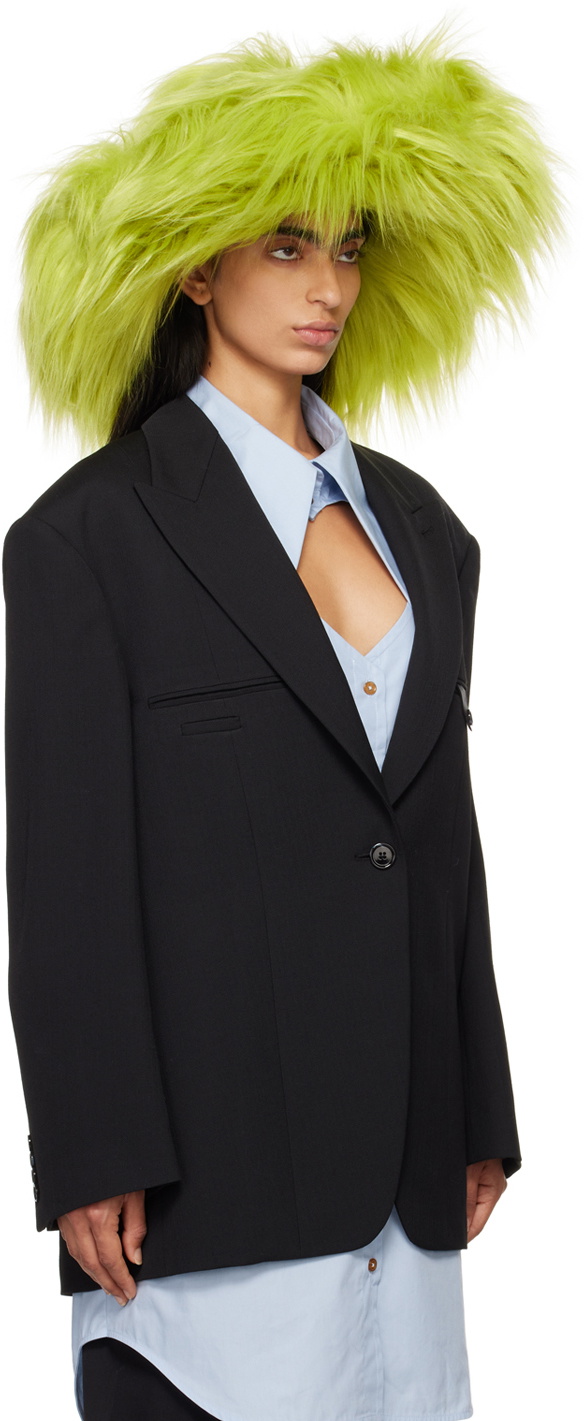 Ruslan Baginskiy Green Faux-Fur Fedora Ruslan Baginskiy