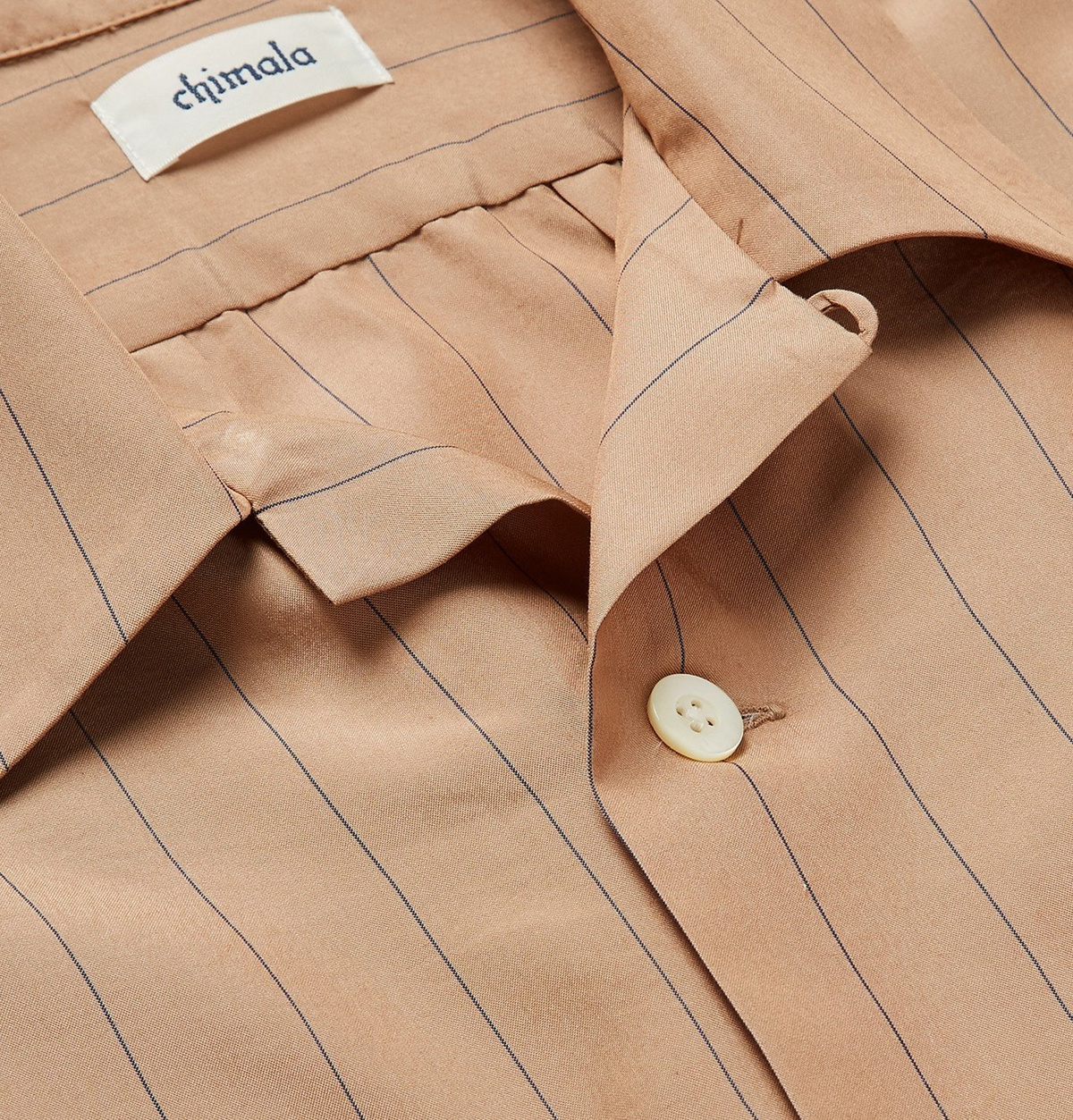 Chimala - Camp-Collar Striped Matte-Satin Shirt - Brown Chimala
