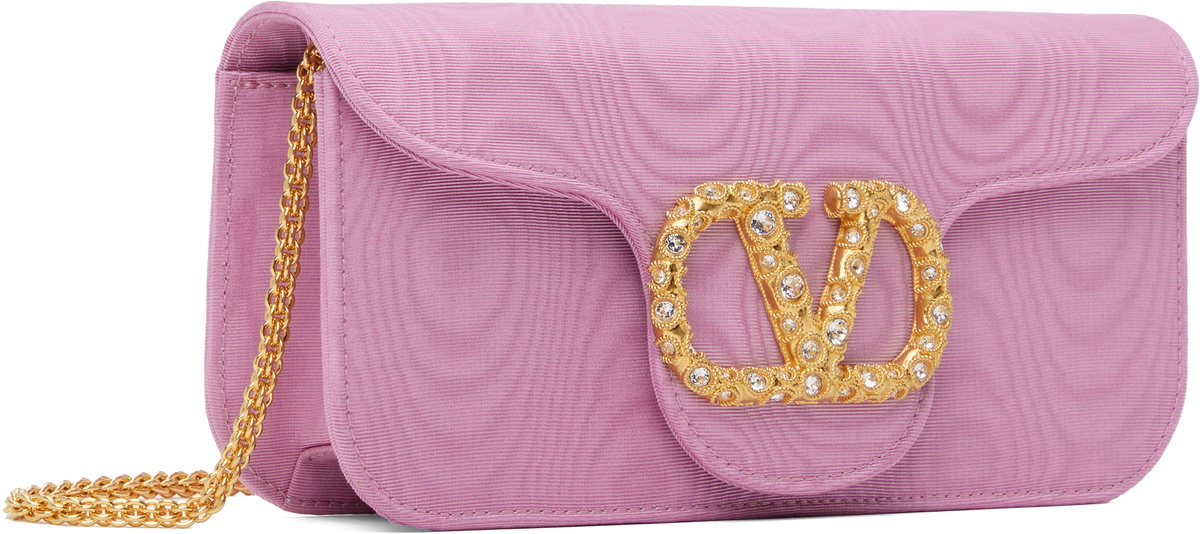 Valentino Garavani Pink Locò Moiré Fabric Bag Valentino Garavani