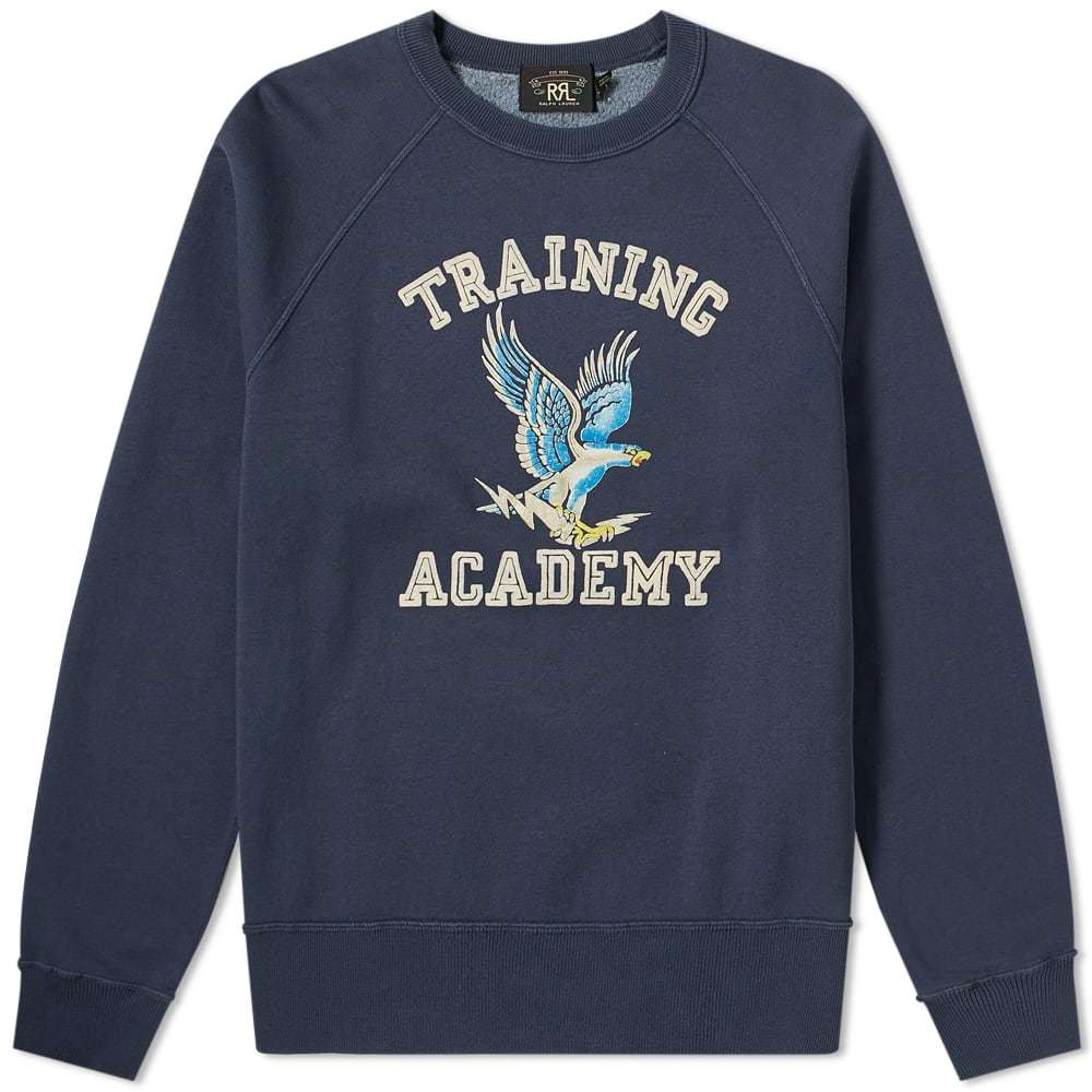 RRL Graphic Raglan Crew Sweat Vintage Blue RRL by Ralph Lauren