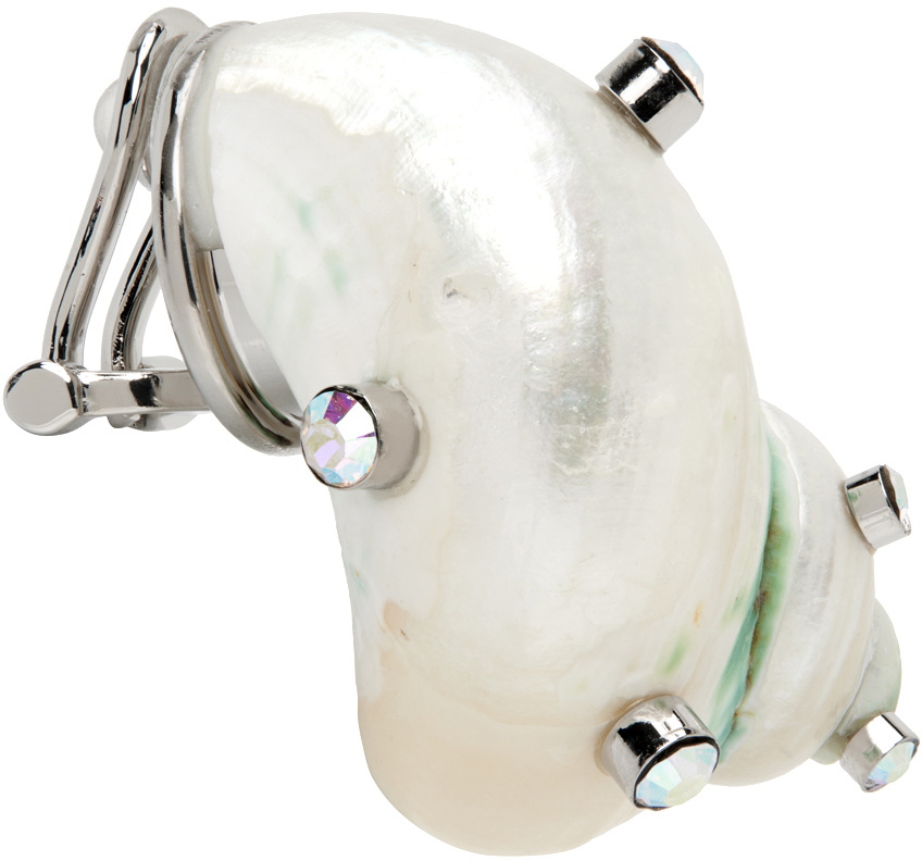 Acne Studios White Ahlada Shell Single Earring Acne Studios