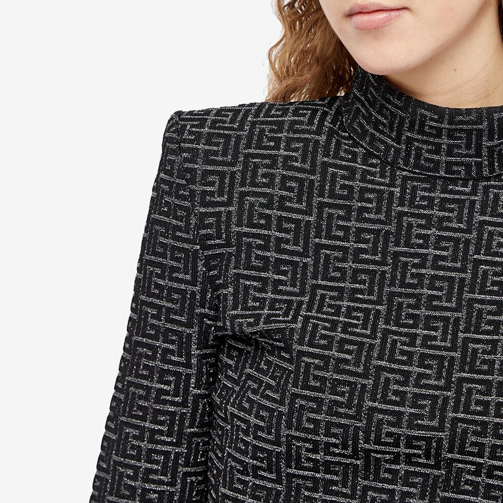 Balmain Women's Long Sleeve Monogram Dress in Black Balmain