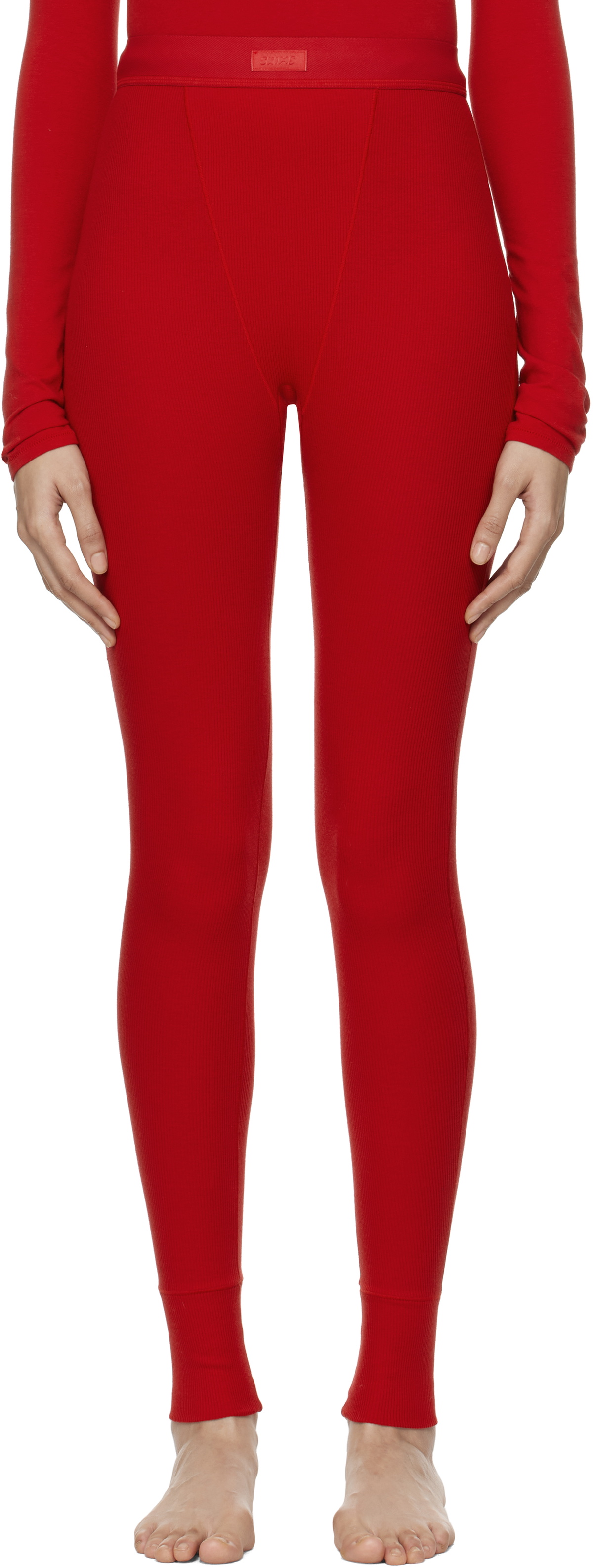 SKIMS Red Cotton Rib Leggings SKIMS