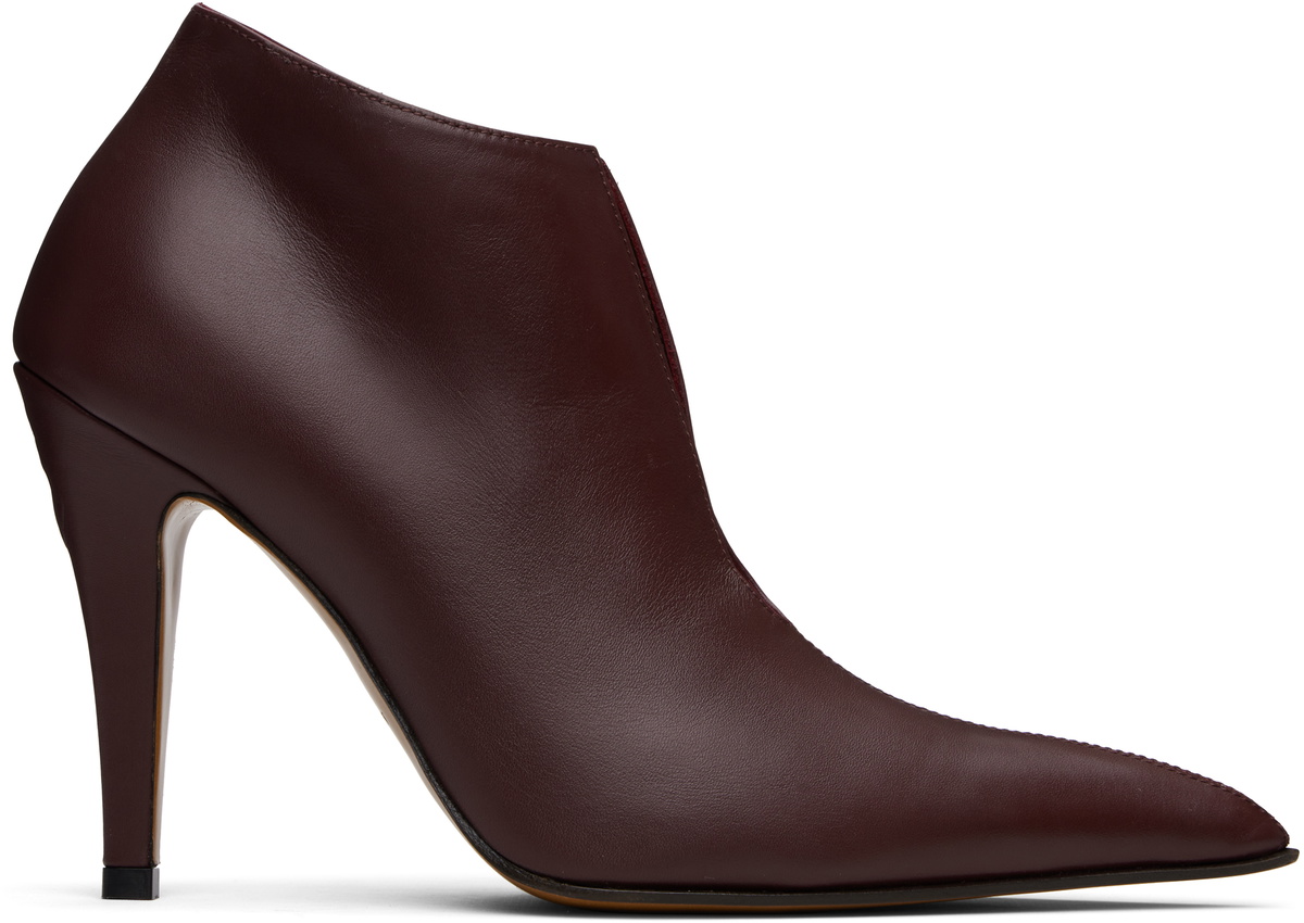McQueen Burgundy Birdee Slashed Pump Boots Alexander McQueen