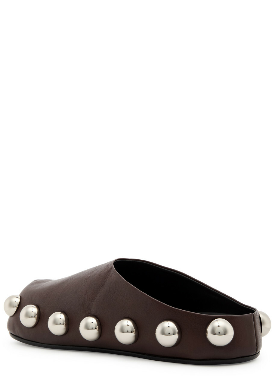 A.W.A.K.E Mode Gabi Studded Leather Clogs Brown A.W.A.K.E.