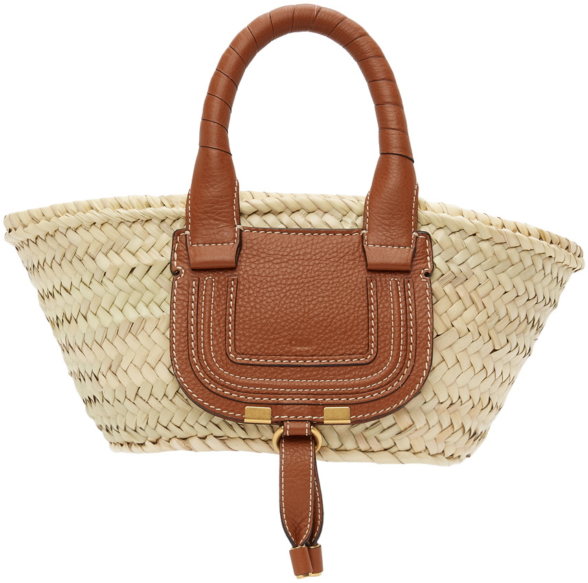Chloé Beige & Brown Mini Marcie Basket Bag Chloe