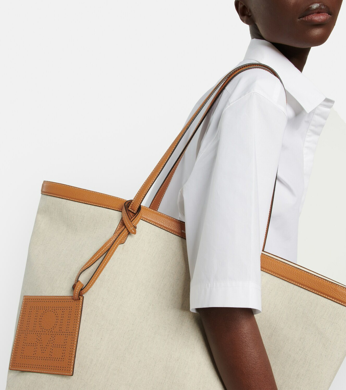 Toteme Leather-trimmed canvas tote bag Toteme