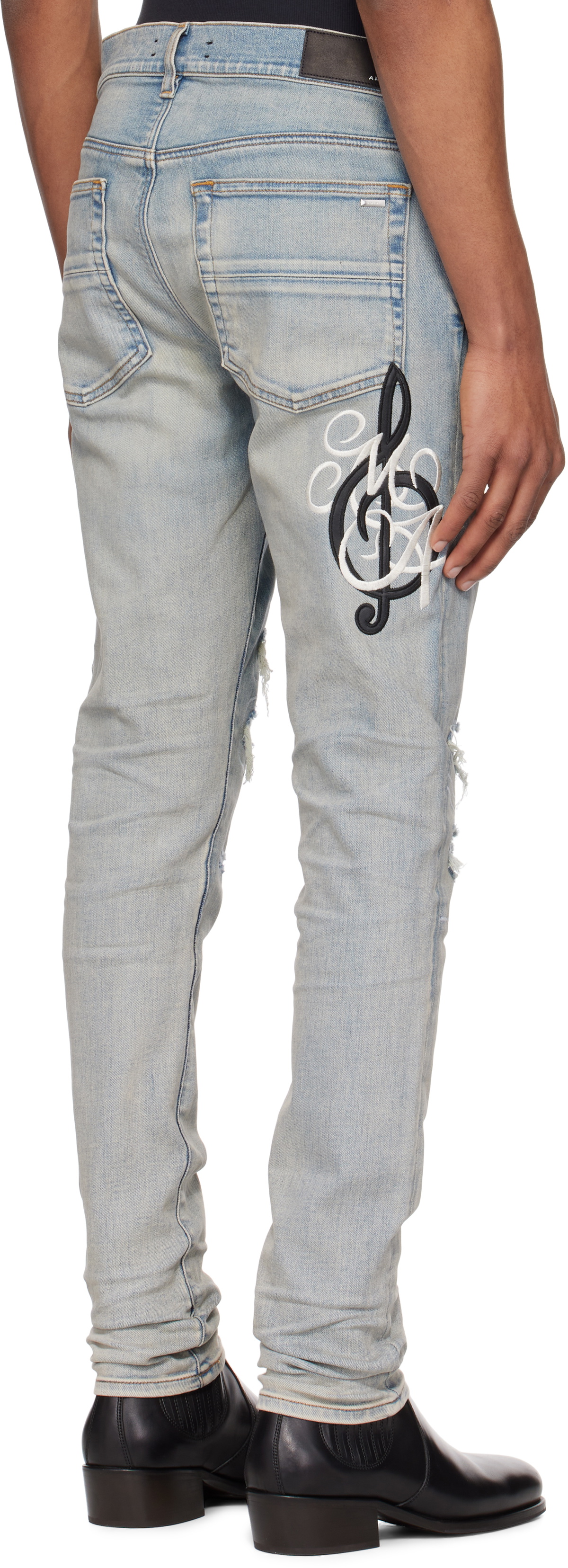 AMIRI Blue MA Music Note Skinny Jeans Amiri