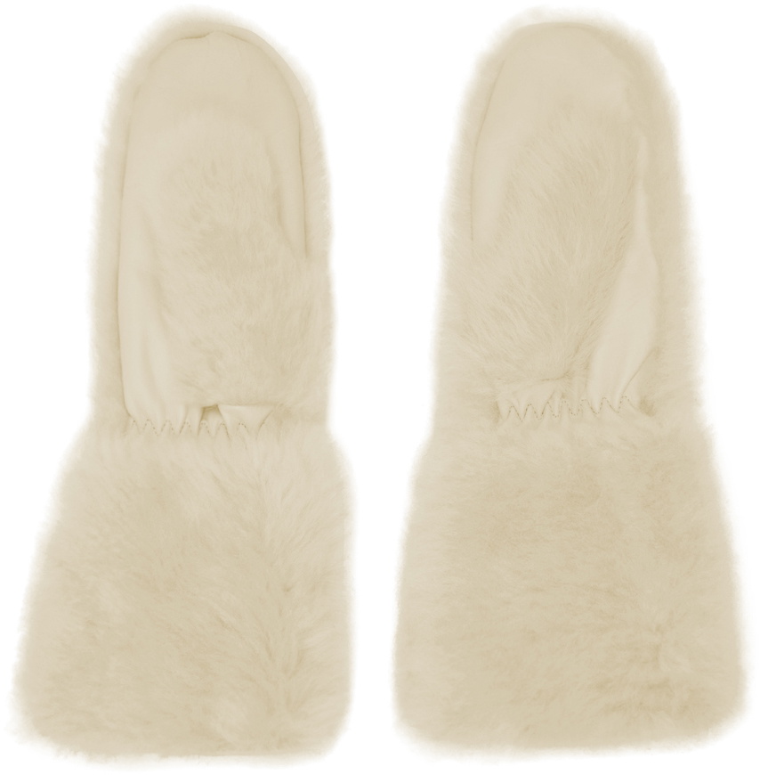 Jil Sander Off-White Shearling Mittens Jil Sander