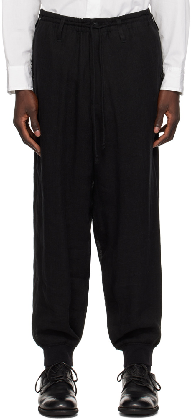 YOHJI YAMAMOTO Black Drawstring Sweatpants Yohji Yamamoto