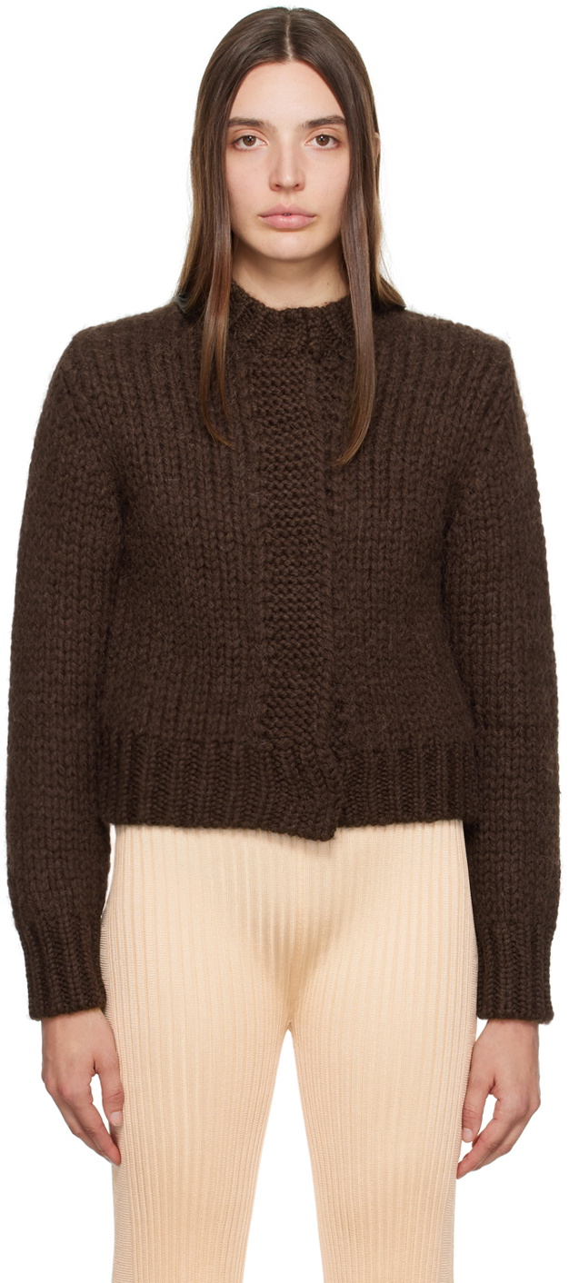 Jil Sander Brown Press-Stud Cardigan Jil Sander