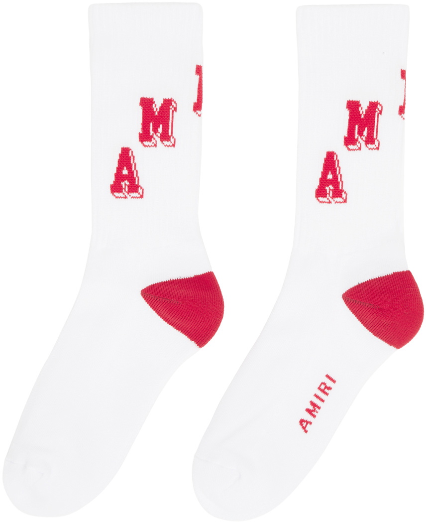 AMIRI White & Red Collegiate Socks Amiri