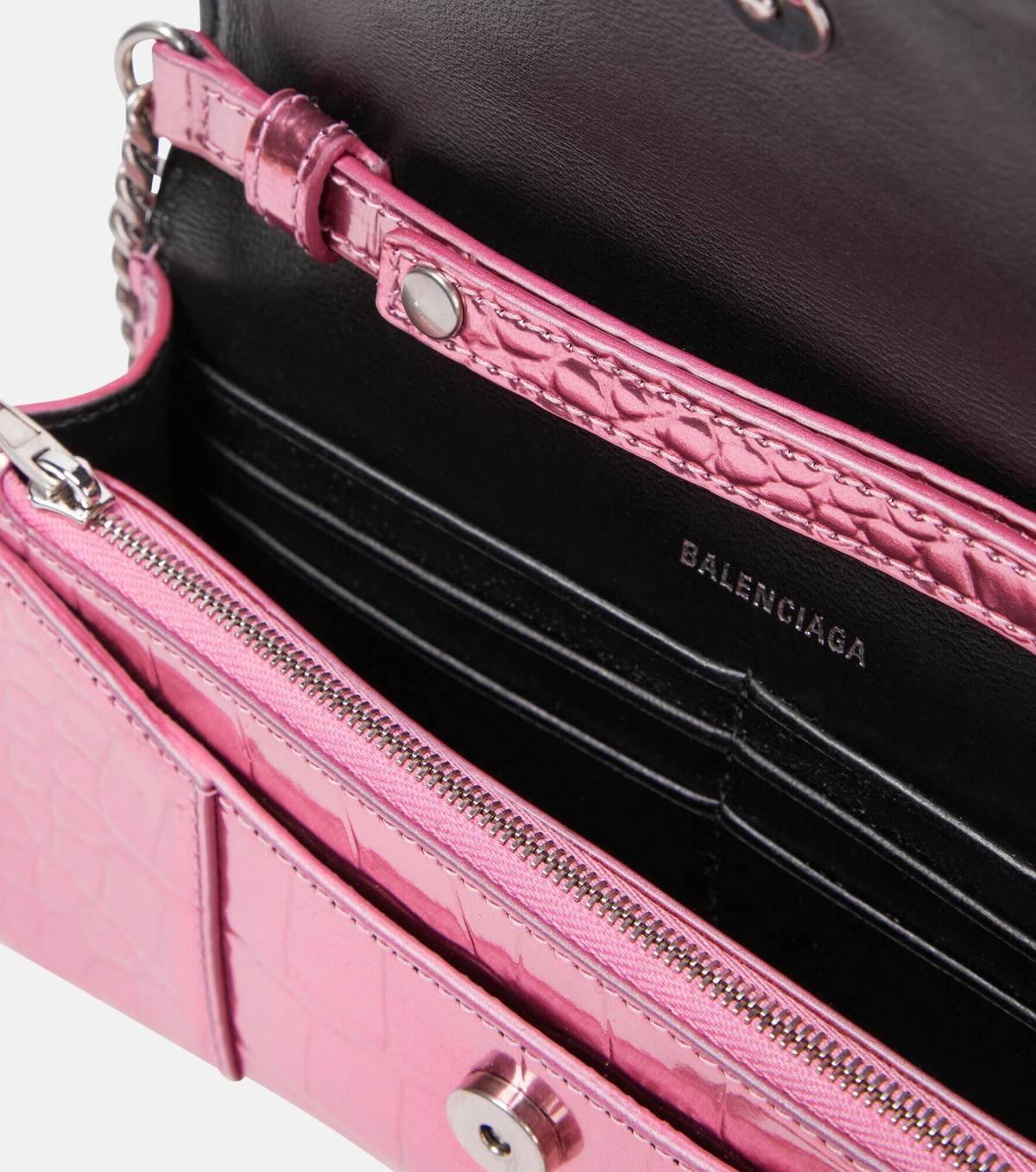 Balenciaga - Hourglass leather wallet on chain Balenciaga