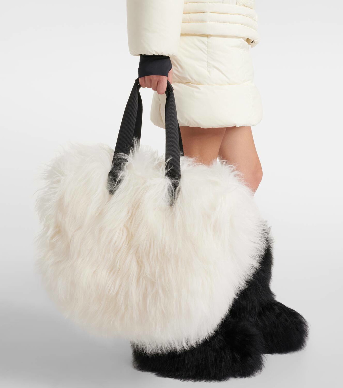 Moncler Grenoble Leather-trimmed shearling tote bag Moncler Grenoble