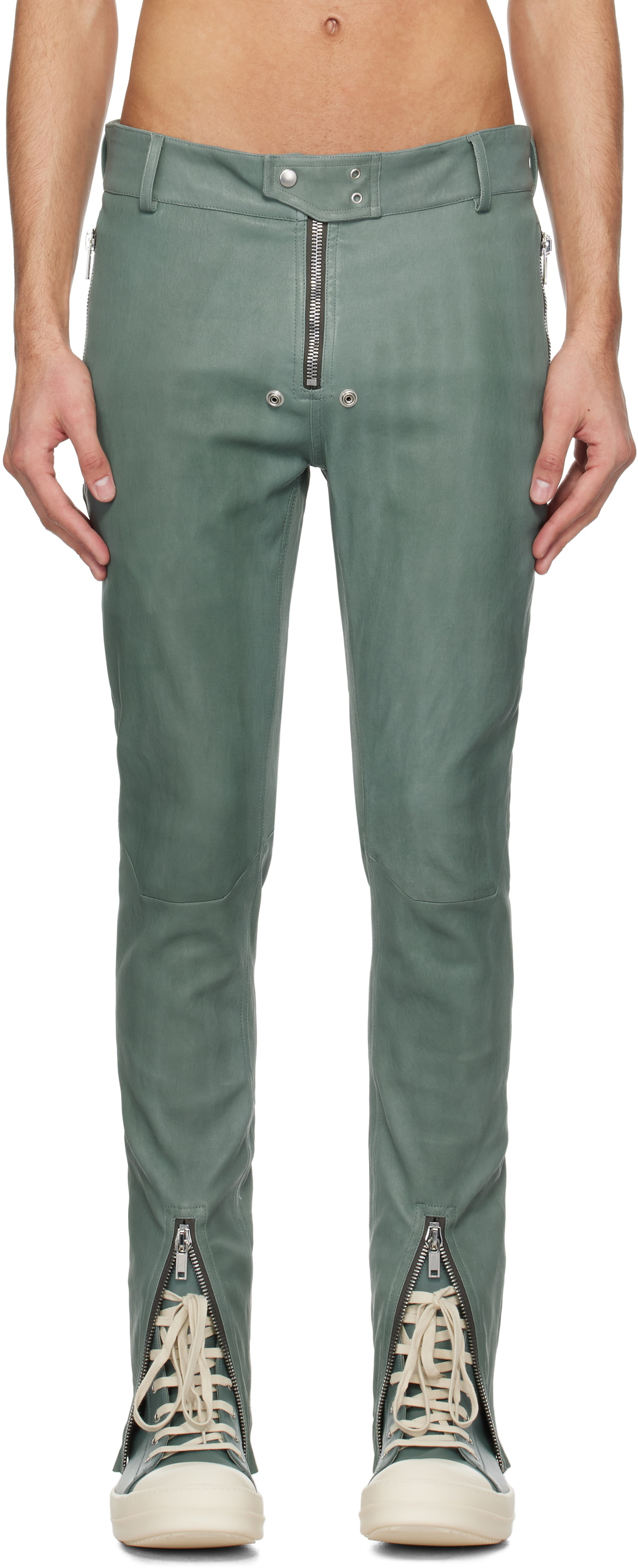 Rick Owens Blue Hollywood Tyrone Bela Leather Pants Rick Owens