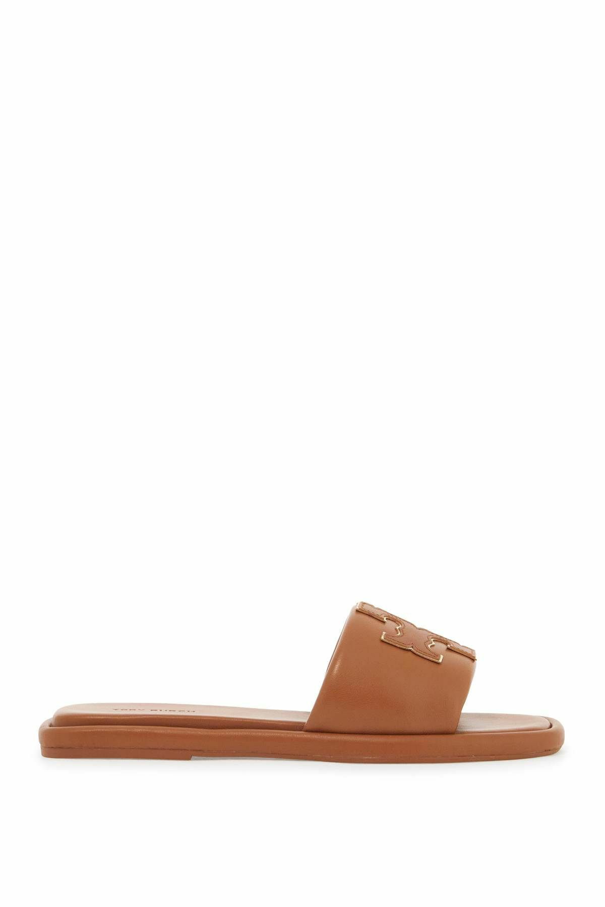 TORY BURCH double t leather slides Brown Tory Burch