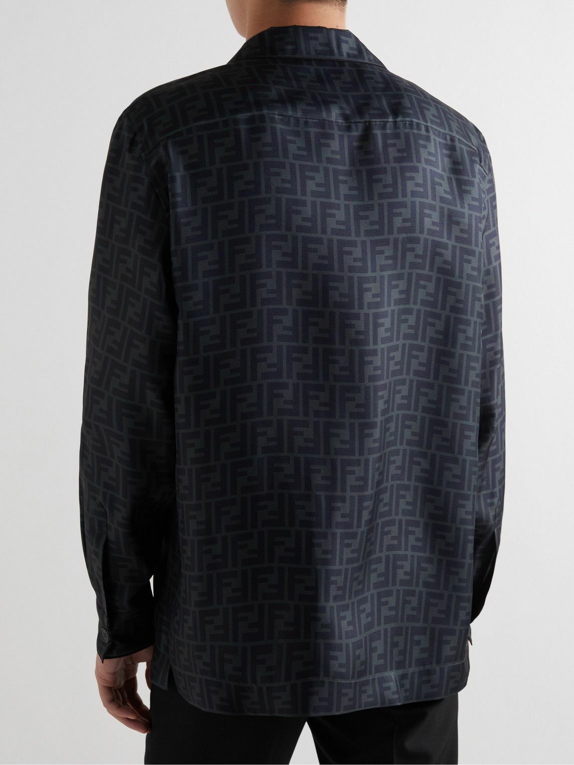Fendi - Logo-Print Silk-Satin Shirt - Black Fendi