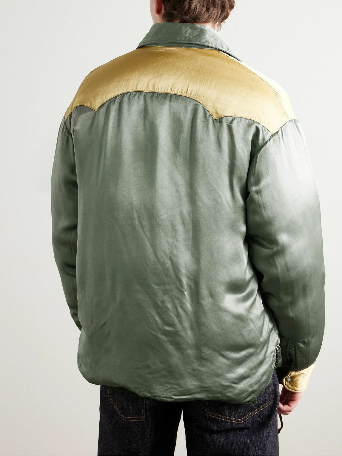 Visvim - Panelled Padded Satin Down Jacket - Green Visvim