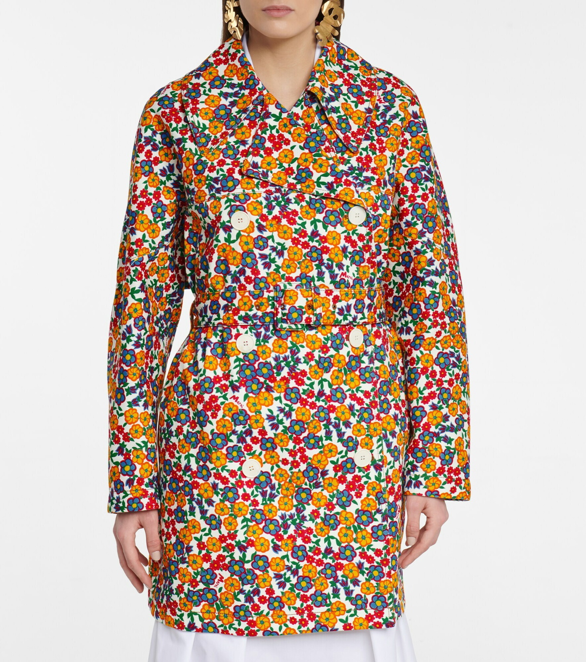 Marni - Floral denim double-breasted coat Marni