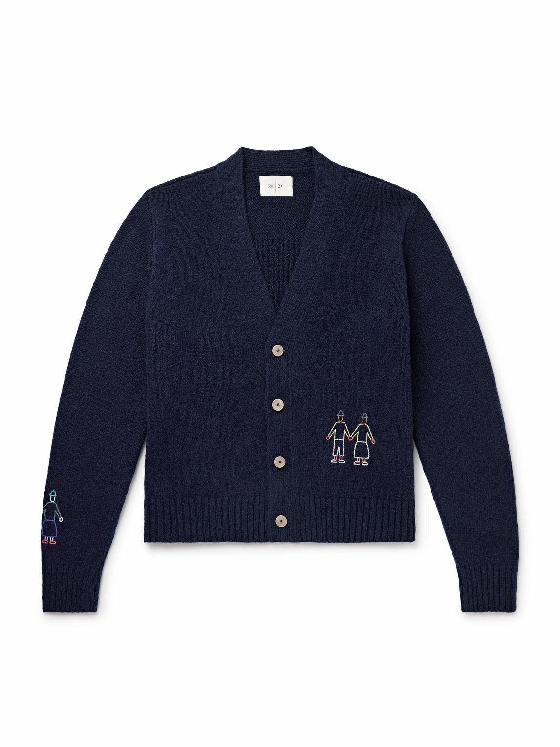 Folk - Embroidered Knitted Cardigan - Blue Folk