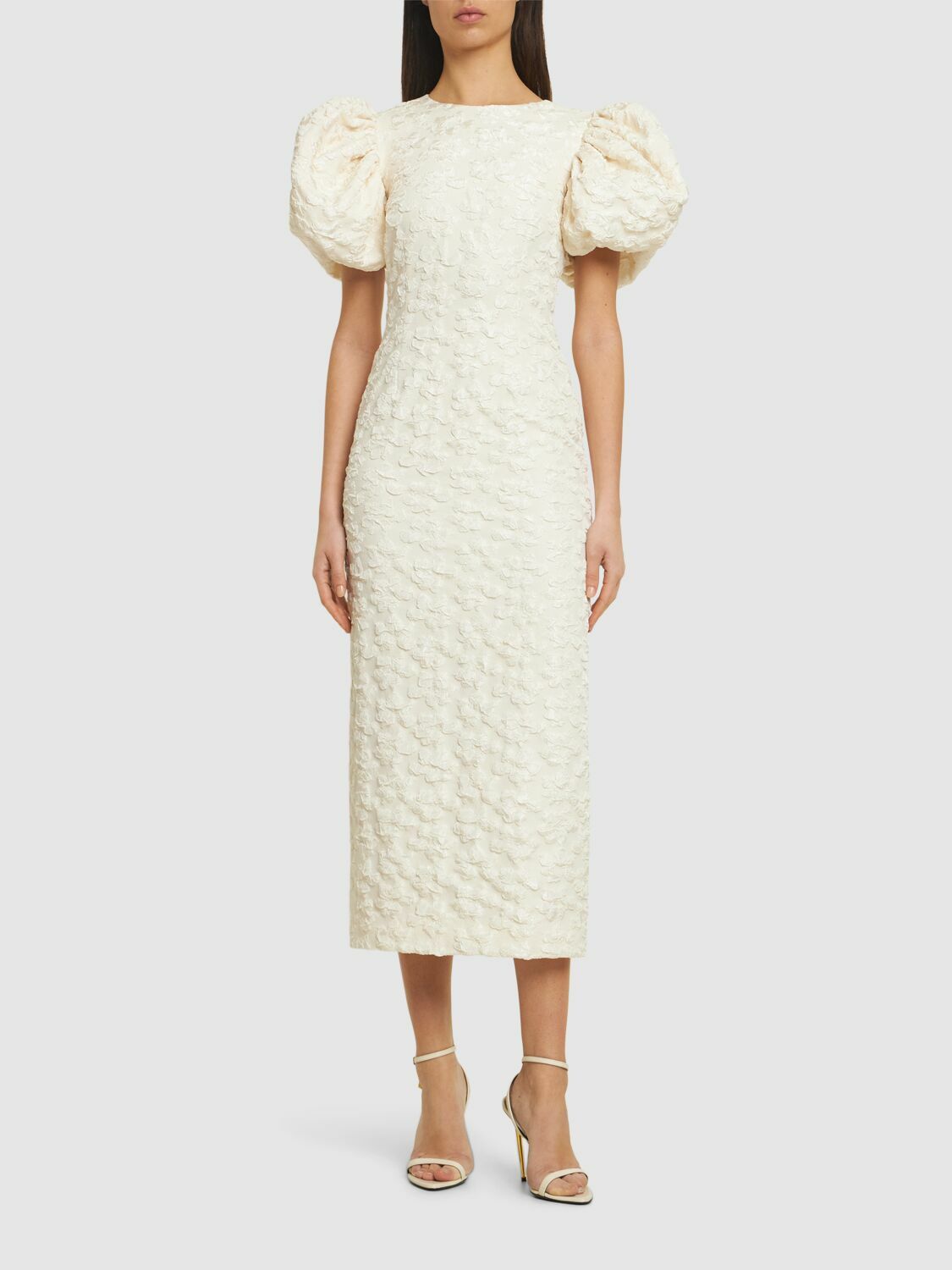 ROTATE Ruby Jacquard Puff Sleeve Midi Dress ROTATE Birger Christensen