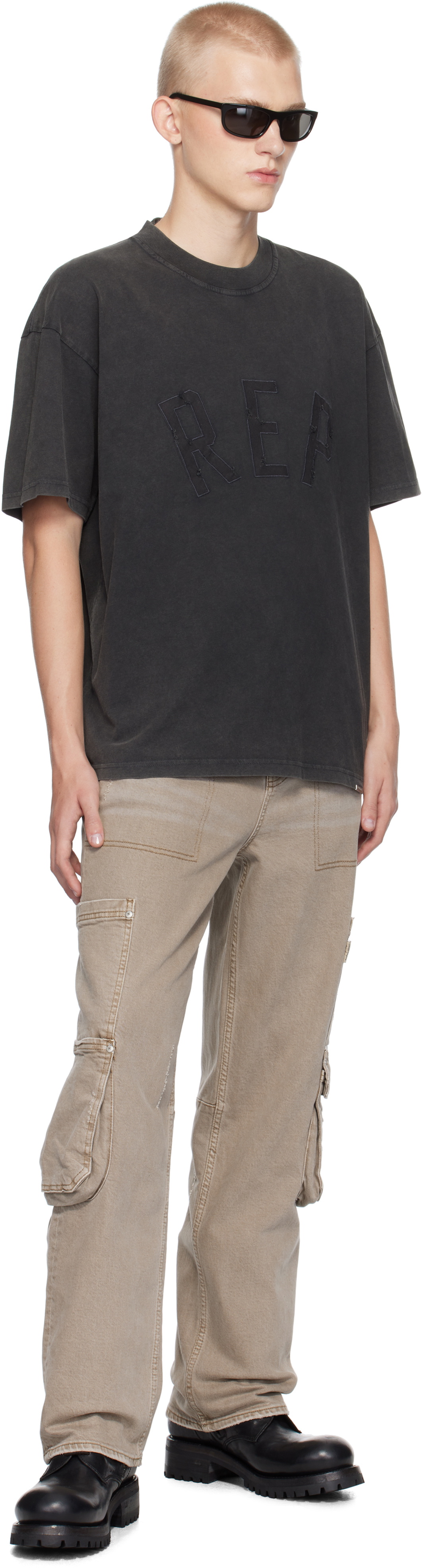 Represent Black 'Rep' Applique T-shirt Represent