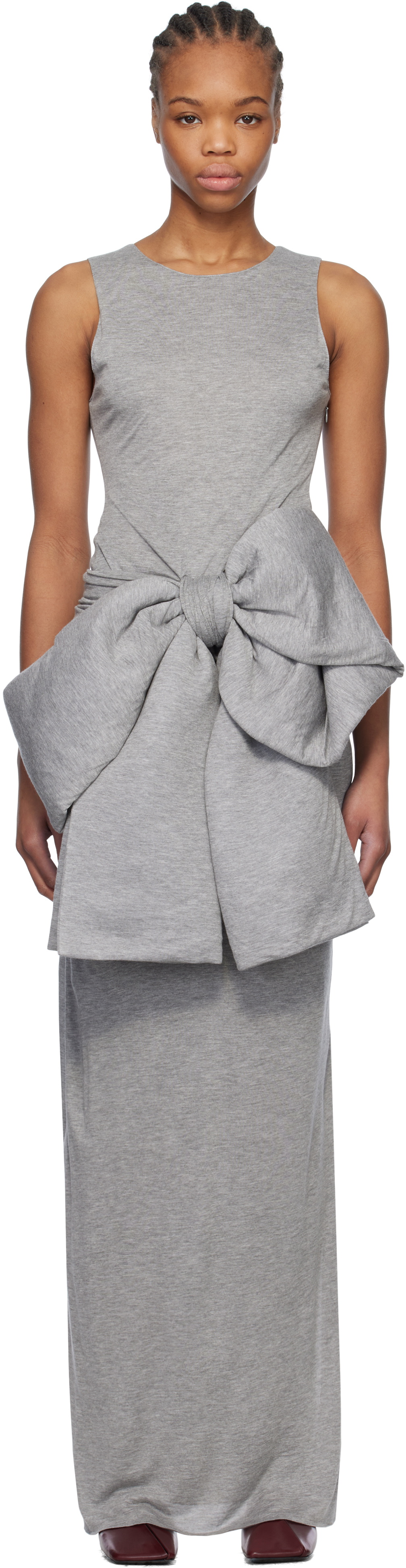 JW Anderson Gray Oversized Bow Maxi Dress JW Anderson
