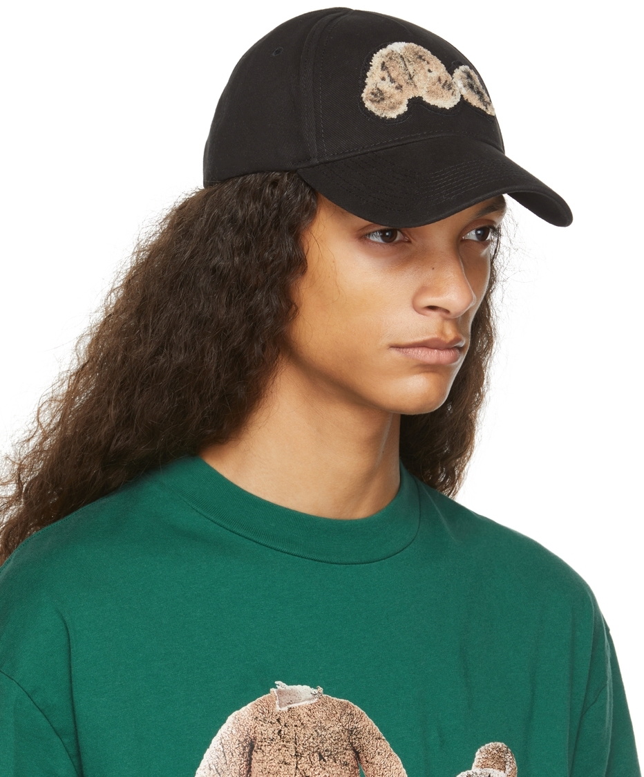 Palm Angels Black Sprayed Bear Cap Palm Angels
