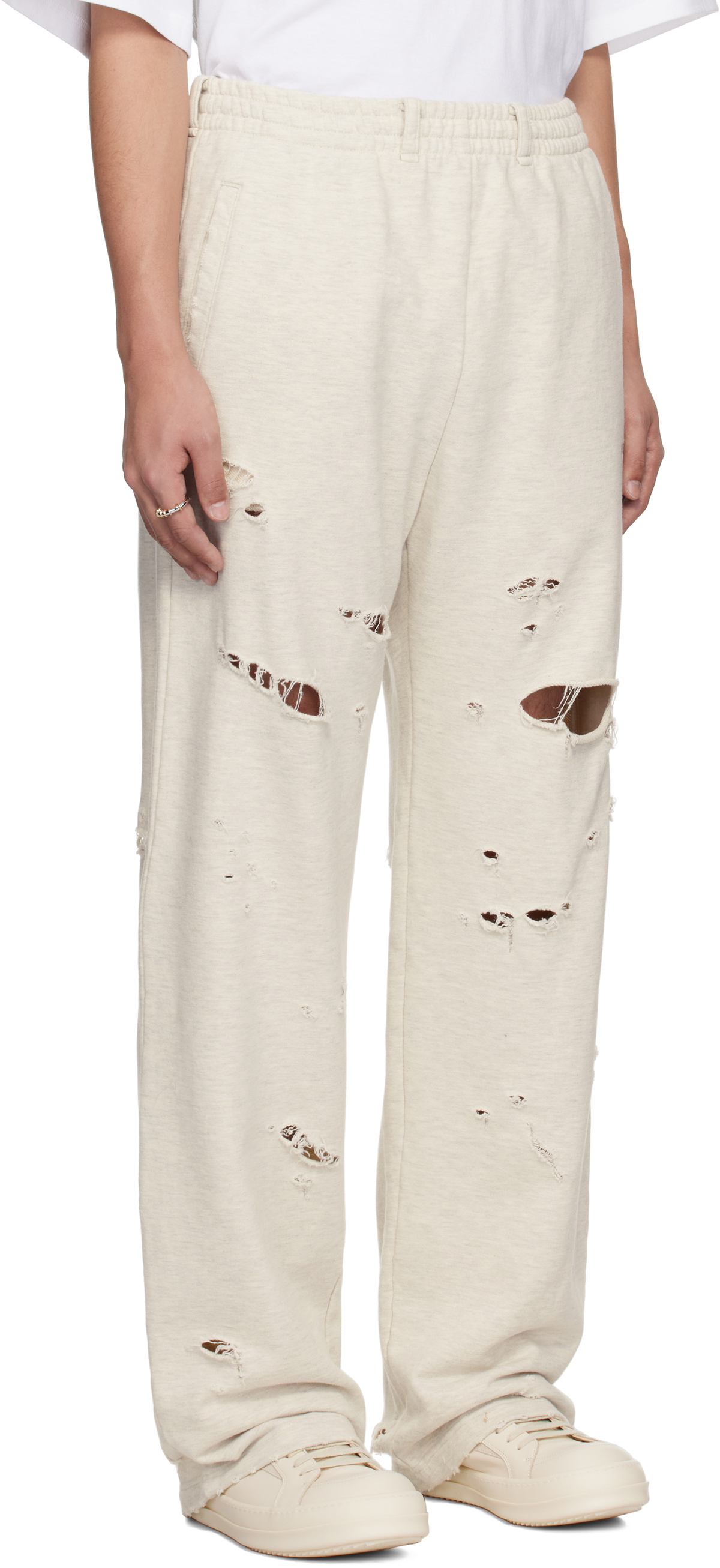 We11done Gray Destroyed Jersey Jogger Sweatpants We11done