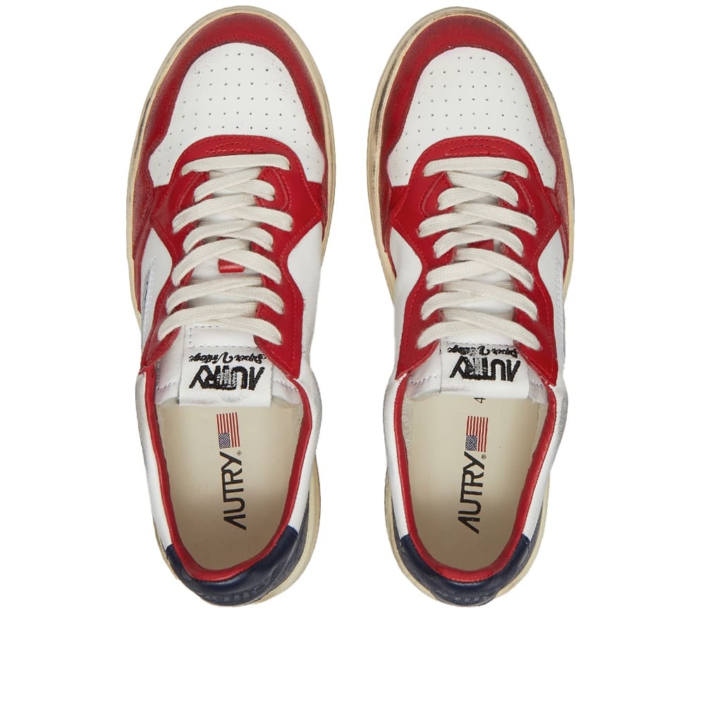 Autry Men's Super Vintage Low Sneakers in White/Blue/Red Autry