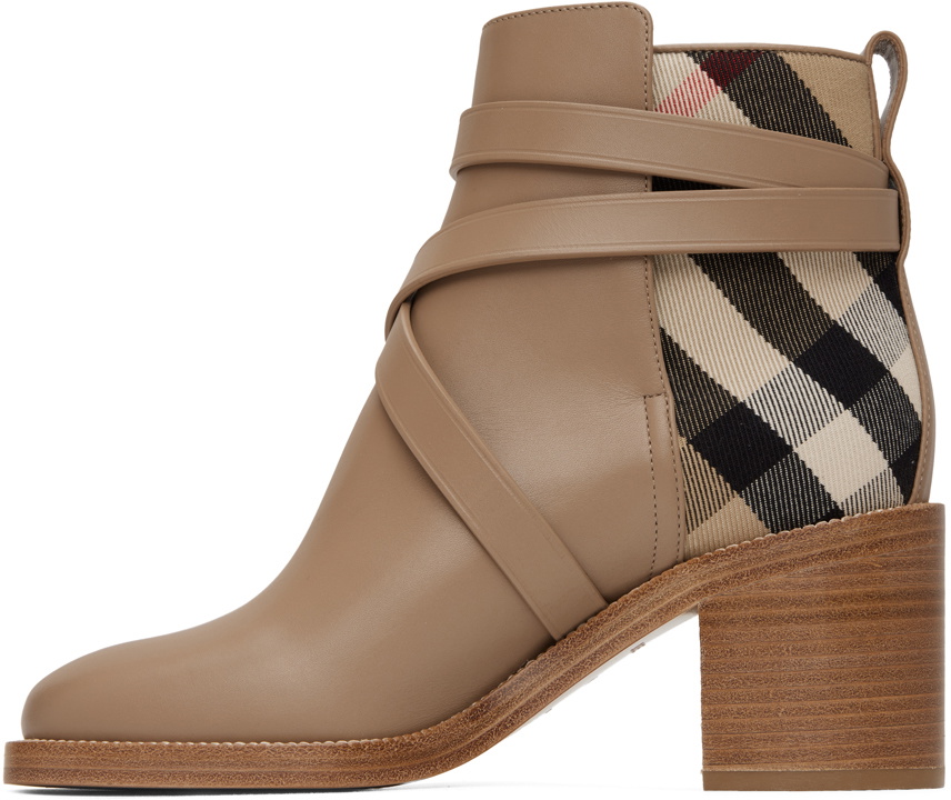 Burberry Tan Check Boots Burberry