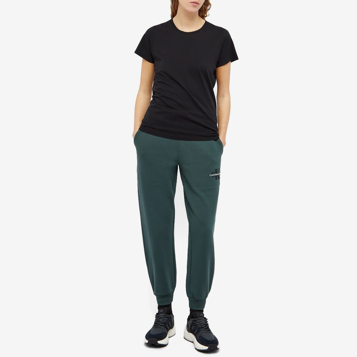 Calvin Klein Women's Logo Sweatpants in Dark Seaweed Calvin Klein