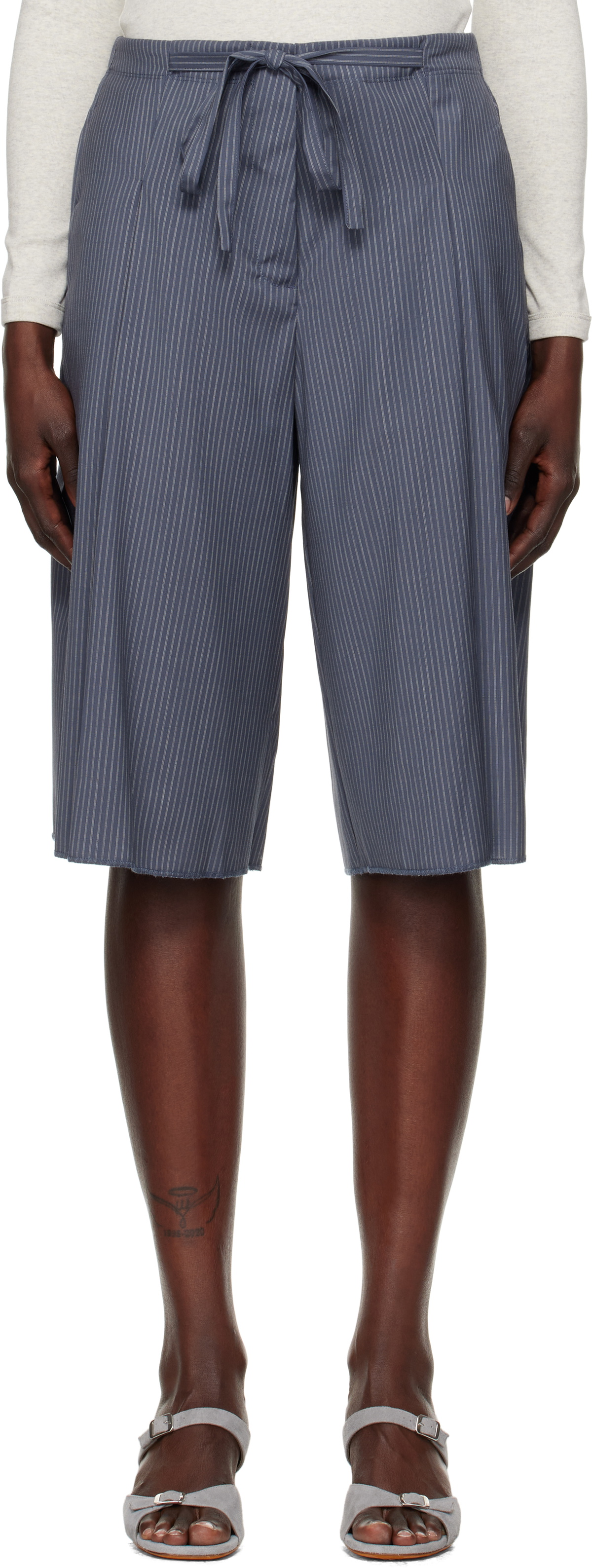 Deiji Studios Navy Wool Shorts Deiji Studios