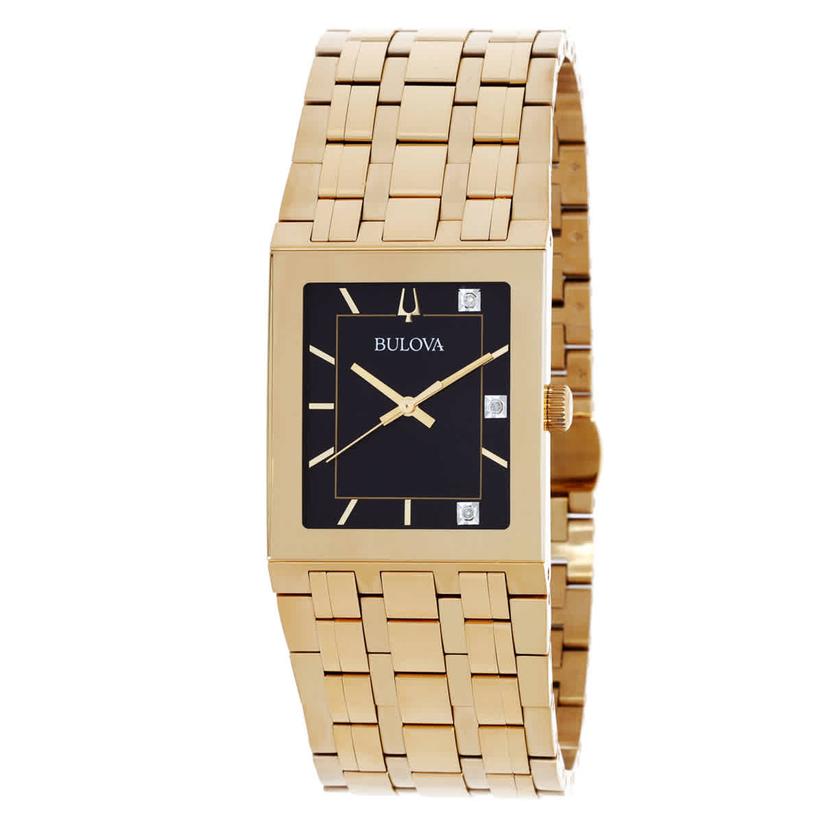Bulova Quadra Quartz Diamond Black Dial Ladies Watch 97D132 Bulova