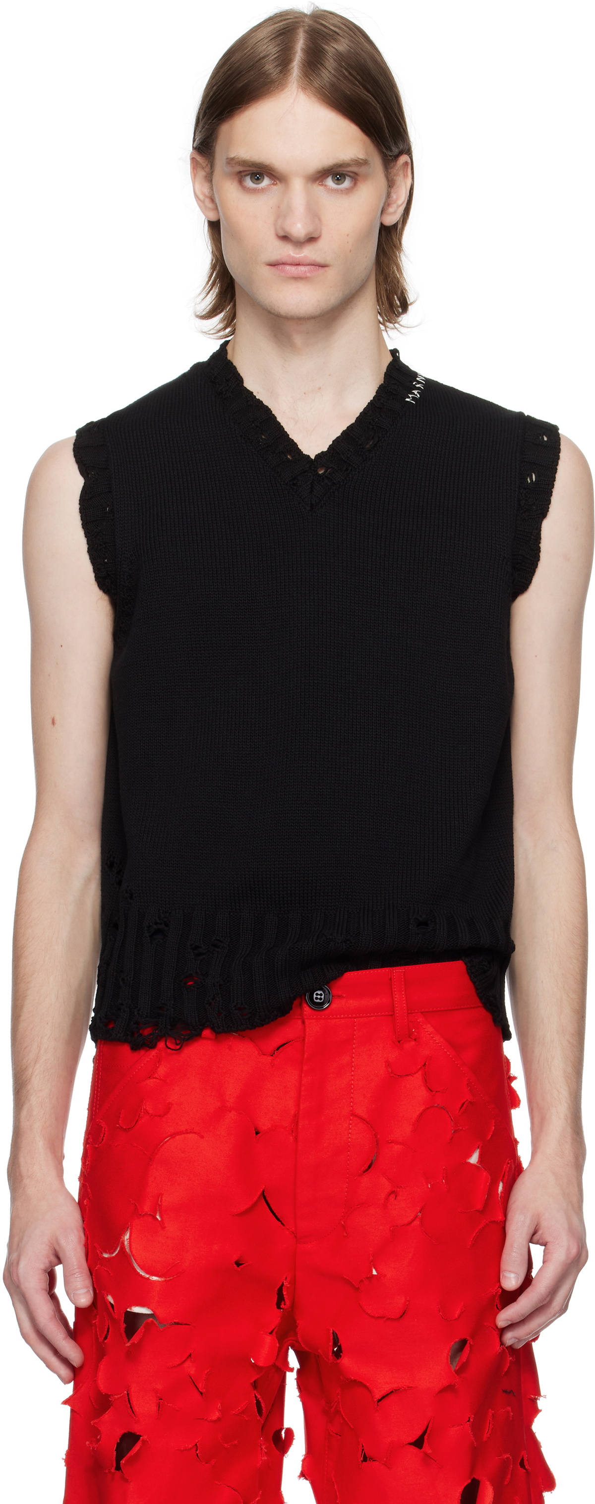 Marni Black Cotton V-Neck Vest Marni