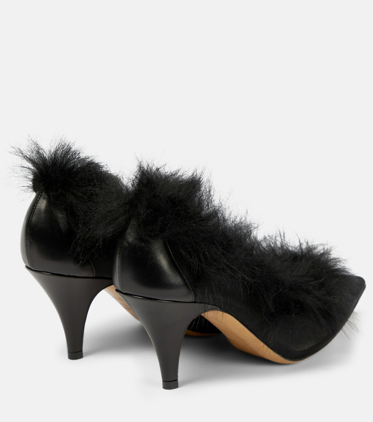 Khaite River shearling-trimmed mesh pumps Khaite