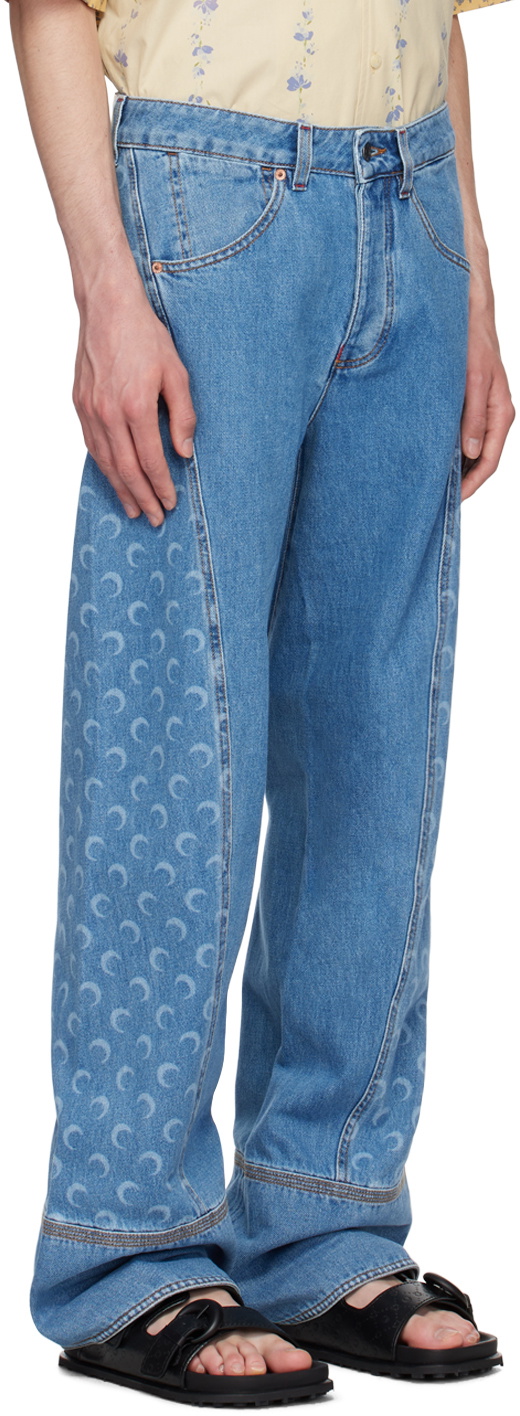 Marine Serre Blue Moon Laser Curved Jeans Marine Serre