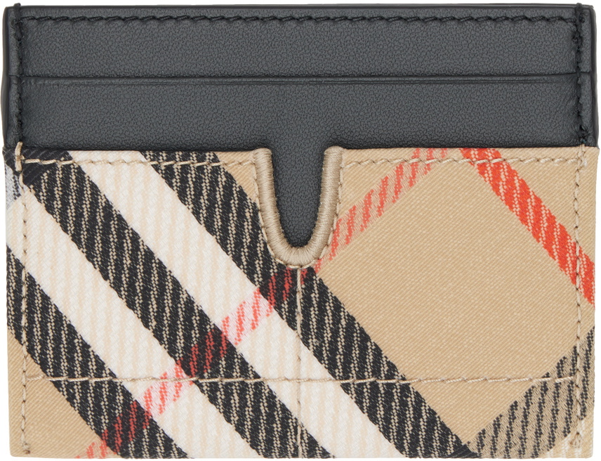 Burberry Beige & Black Check Snip Card Holder Burberry
