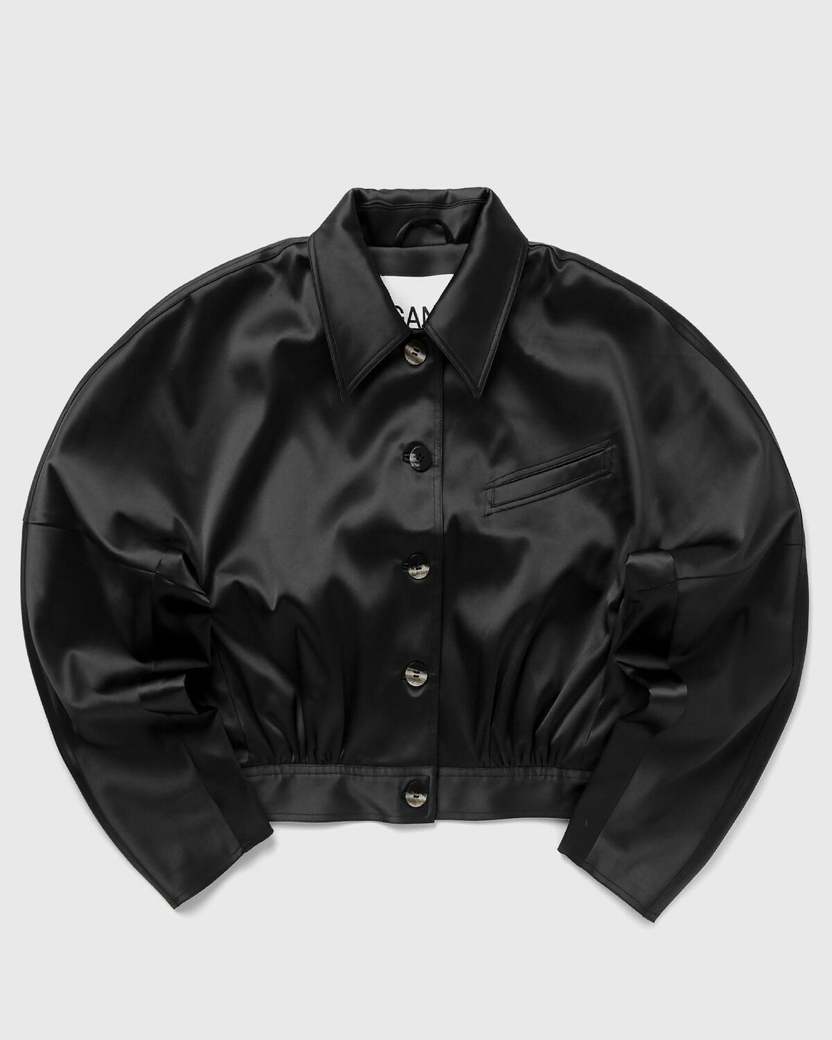 Ganni Double Satin Short Jacket Black Bomber Jackets GANNI