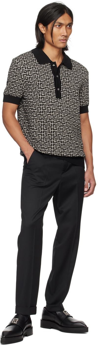 Balmain Black & Beige Monogram Polo Balmain